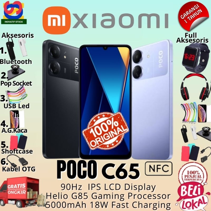 Jual HP BARU XIAOMI POCO C65 NFC 6/128GB 8/256GB Helio G85 Processor Gaming GARANSI RESMI 100% ...