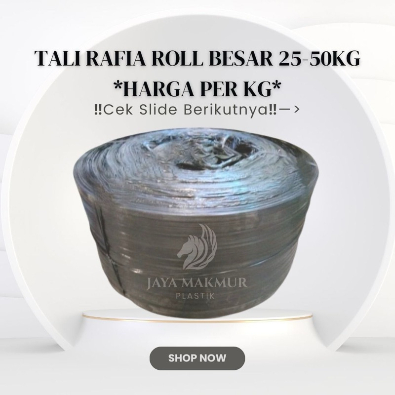 Jual Tali Rafia custom roll gulungan besar hijau abu 1kg 25kg 50kg roll ...