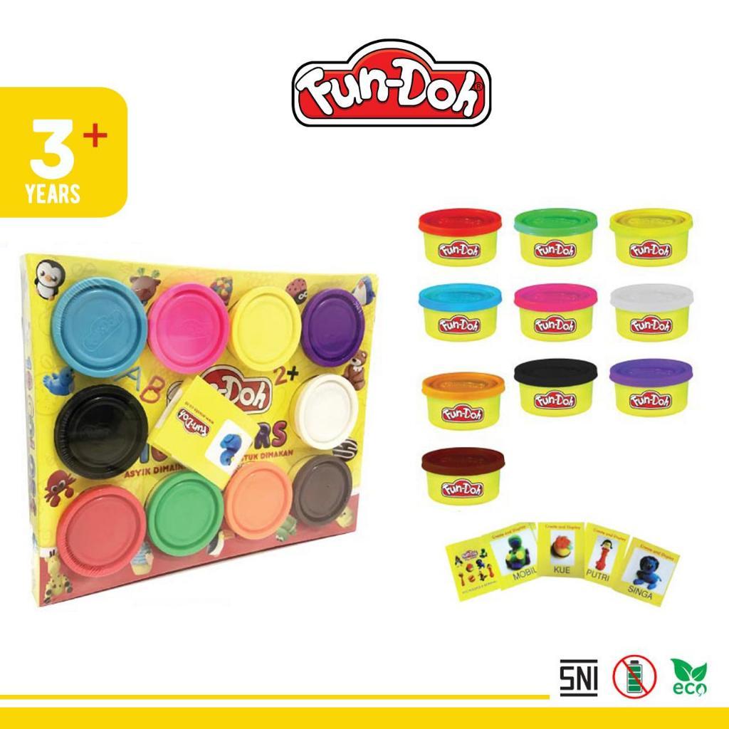Jual Fundoh 10 colors Fun Doh / Playdough / Playdoh / Mainan Lilin ...