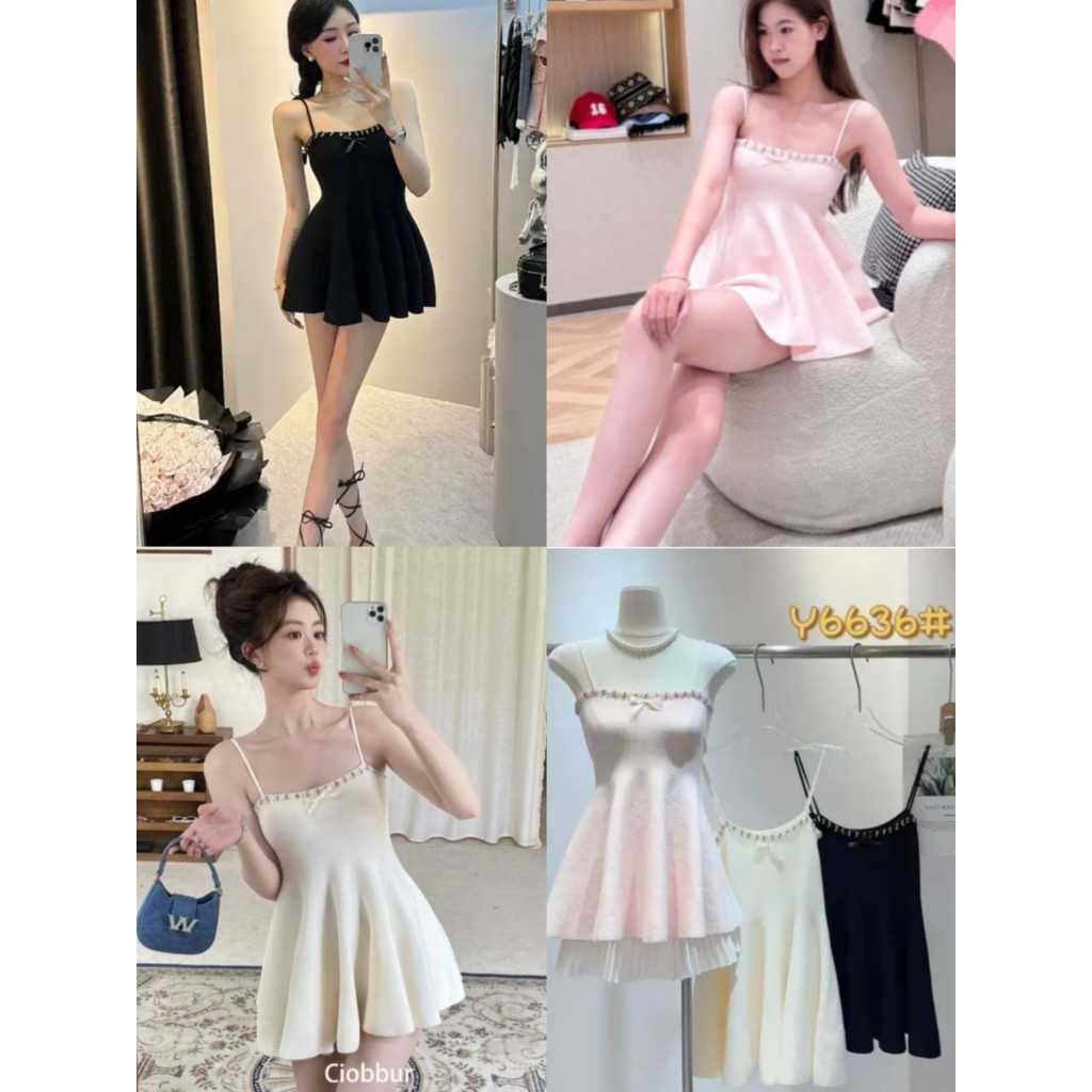 Jual 6636 LYB FLARE STYLE KNITTED TANK TOP WITH DIAMOND APPLICATIONS AND SMALL RIBBONS / tANK ...