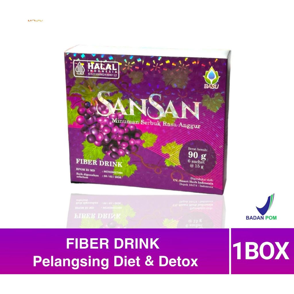 Jual SanSan Fiber drink Rasa Anggur By Pt Basu 1 Box 6 Sachet Bpom ...