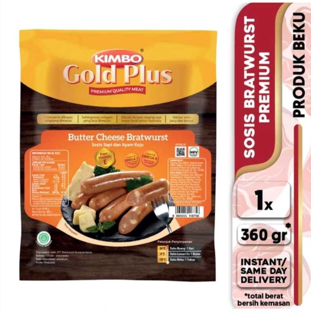 Jual KIMBO Gold Plus Bratwurst Butter Cheese 360g | Shopee Indonesia