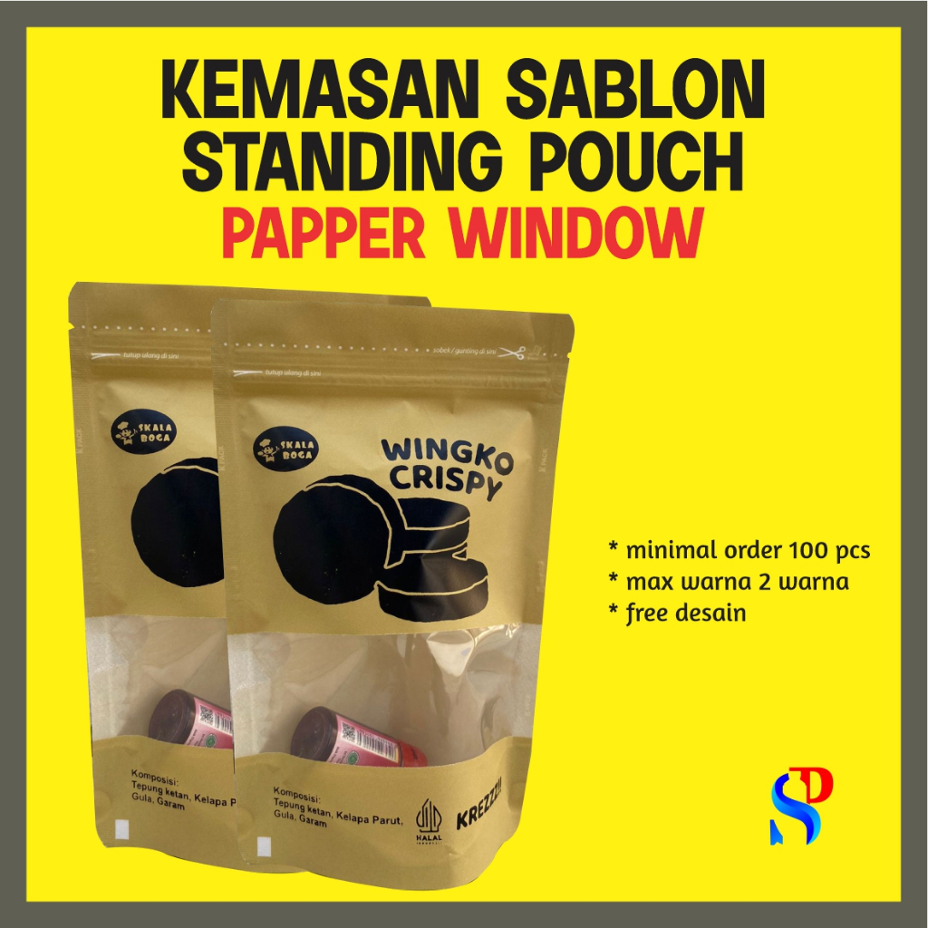 Jual TERMURAH PAKET LENGKAP KEMASAN SABLON 100 PCS STANDING POUCH PAPPER WINDOW | Shopee Indonesia