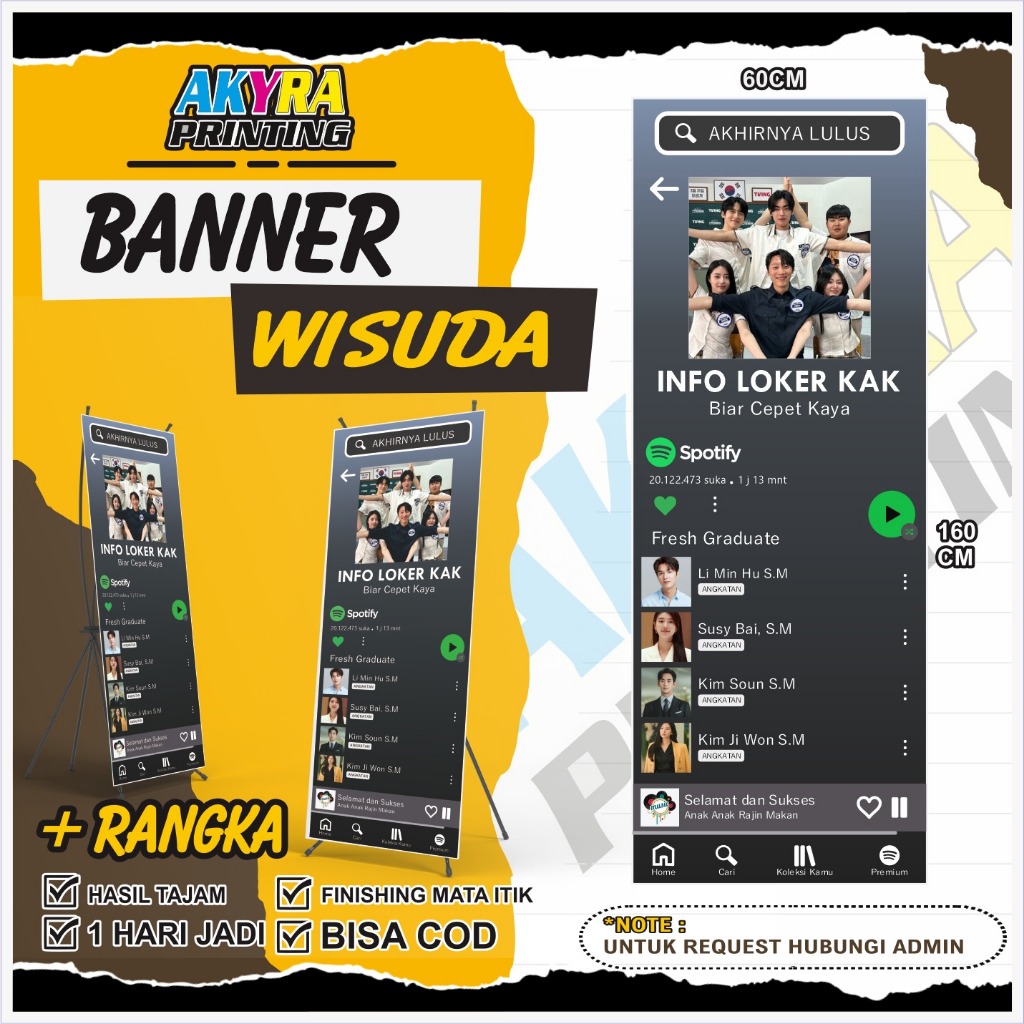 Jual [ Bebas Custom Desain ] Spanduk Wisuda Custom + Tiang Xbanner ...