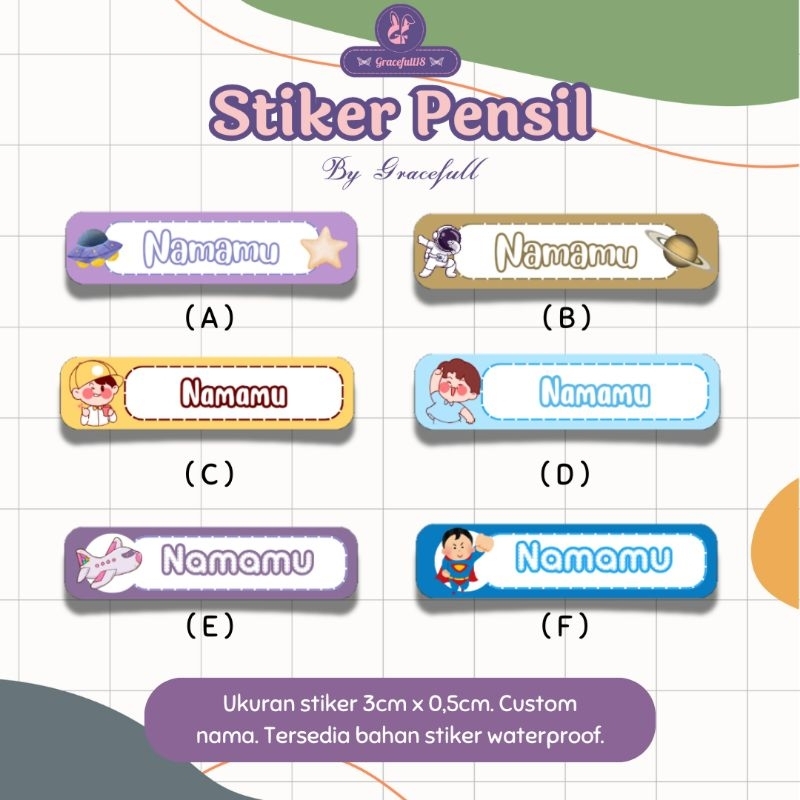 Jual Stiker label nama custom stiker pensil | Shopee Indonesia