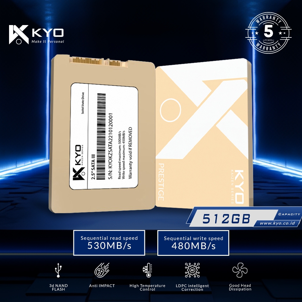 Jual SSD 512GB KYO KAIZEN PRESTIGE SATA III 2.5" 6GB/S GARANSI RESMI 5 ...