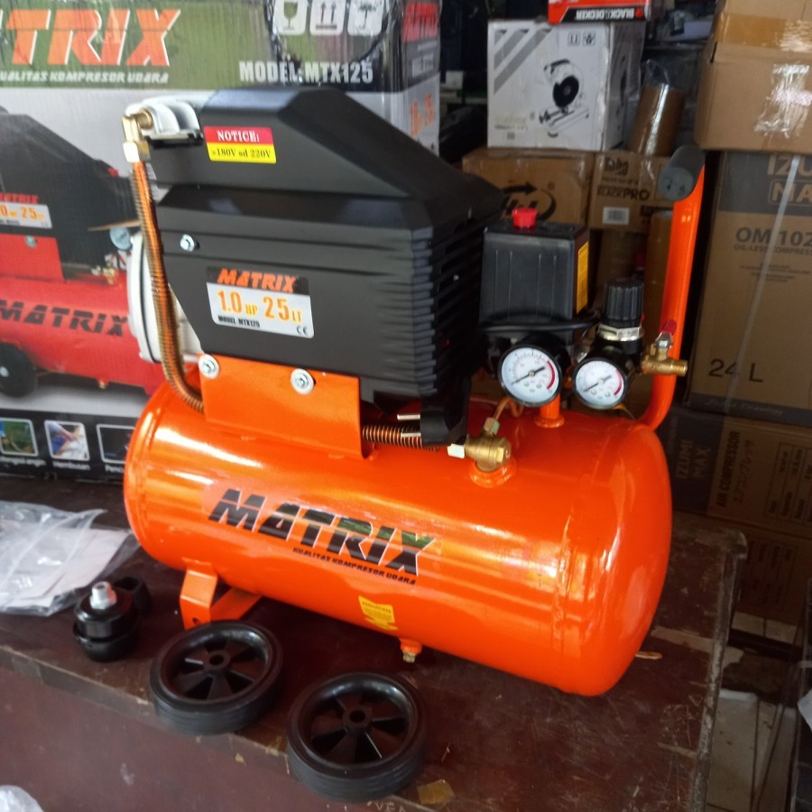 Jual Matrix Kompresor Angin Listrik 1 HP 25 L Liter Portable MTX 125 ...