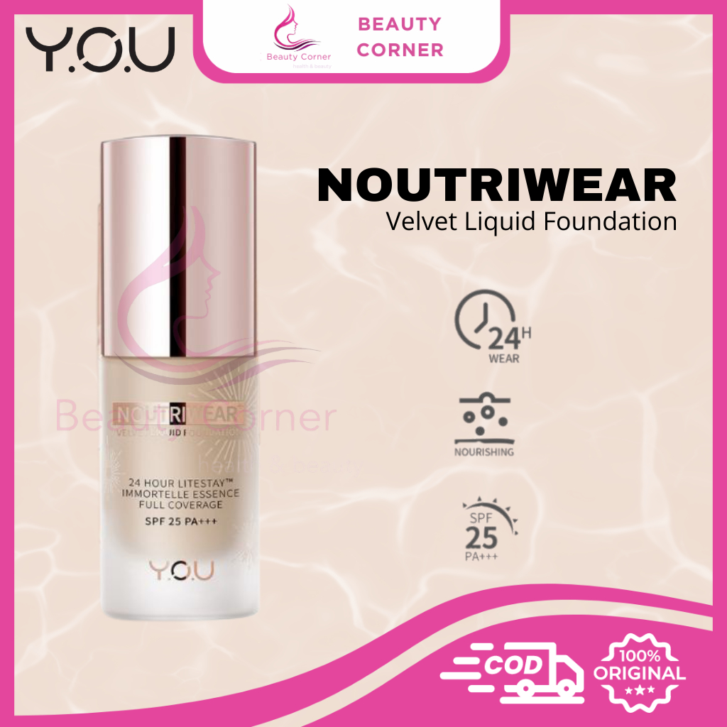 Jual YOU Noutriwear + Velvet Liquid Foundation SPF 25 PA +++ Y.O.U ...