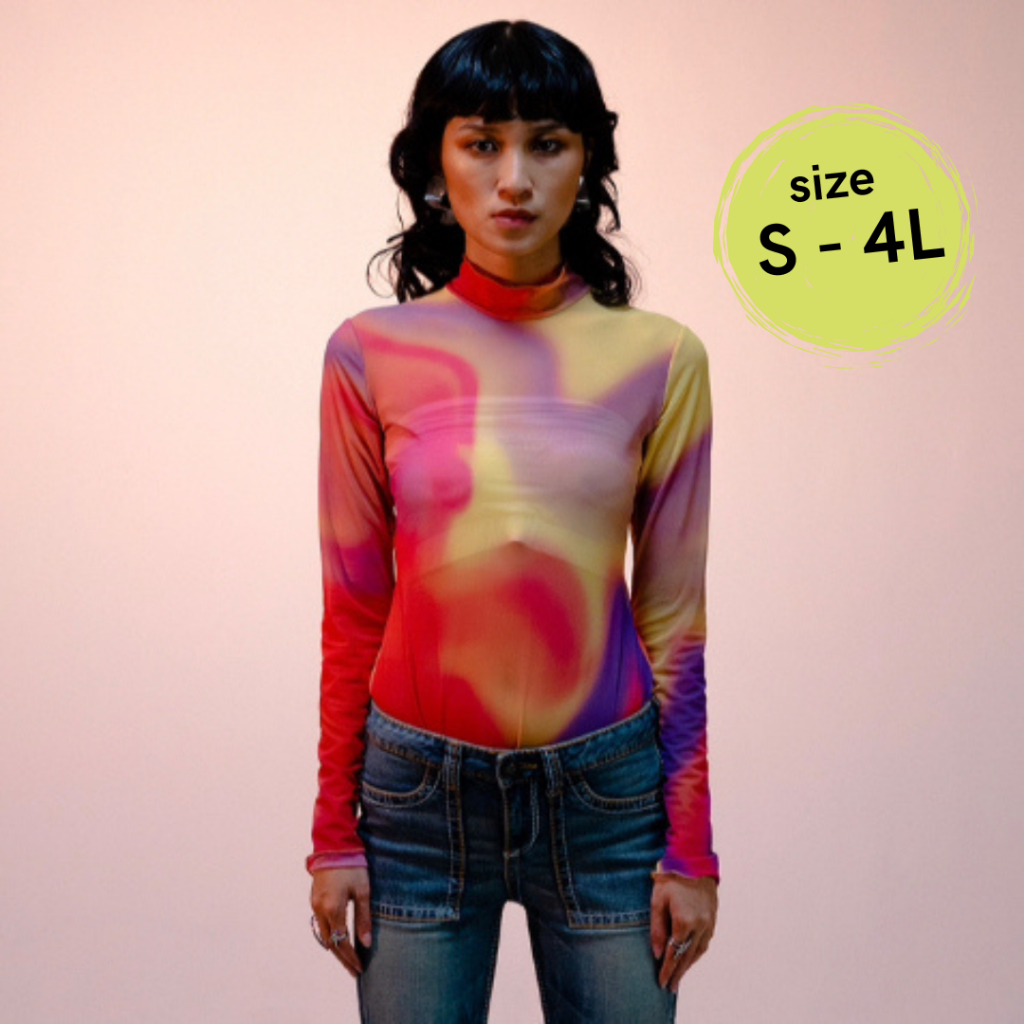 Jual House of KYNY - After Sunrise Mesh Top | Atasan Wanita Print Shirt ...