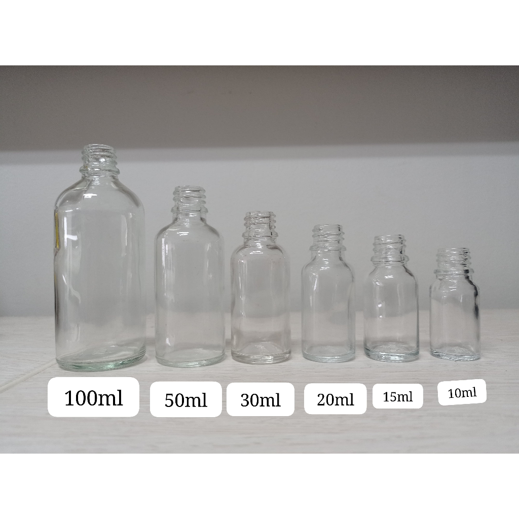 Jual BOTOL KACA CLEAR DROPER ESSENTIAL OIL NECK 18 TANPA TUTUP/BOTOL ...