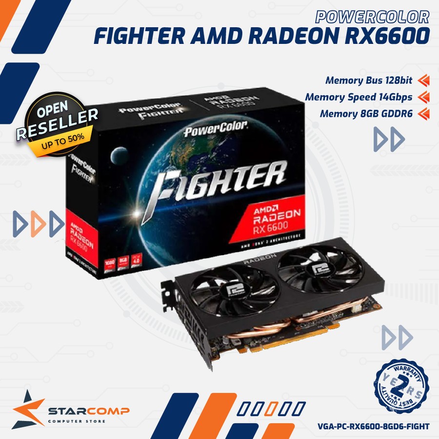 Jual VGA PowerColor Fighter AMD Radeon RX 6600 8GB GDDR6 RX6600 ...