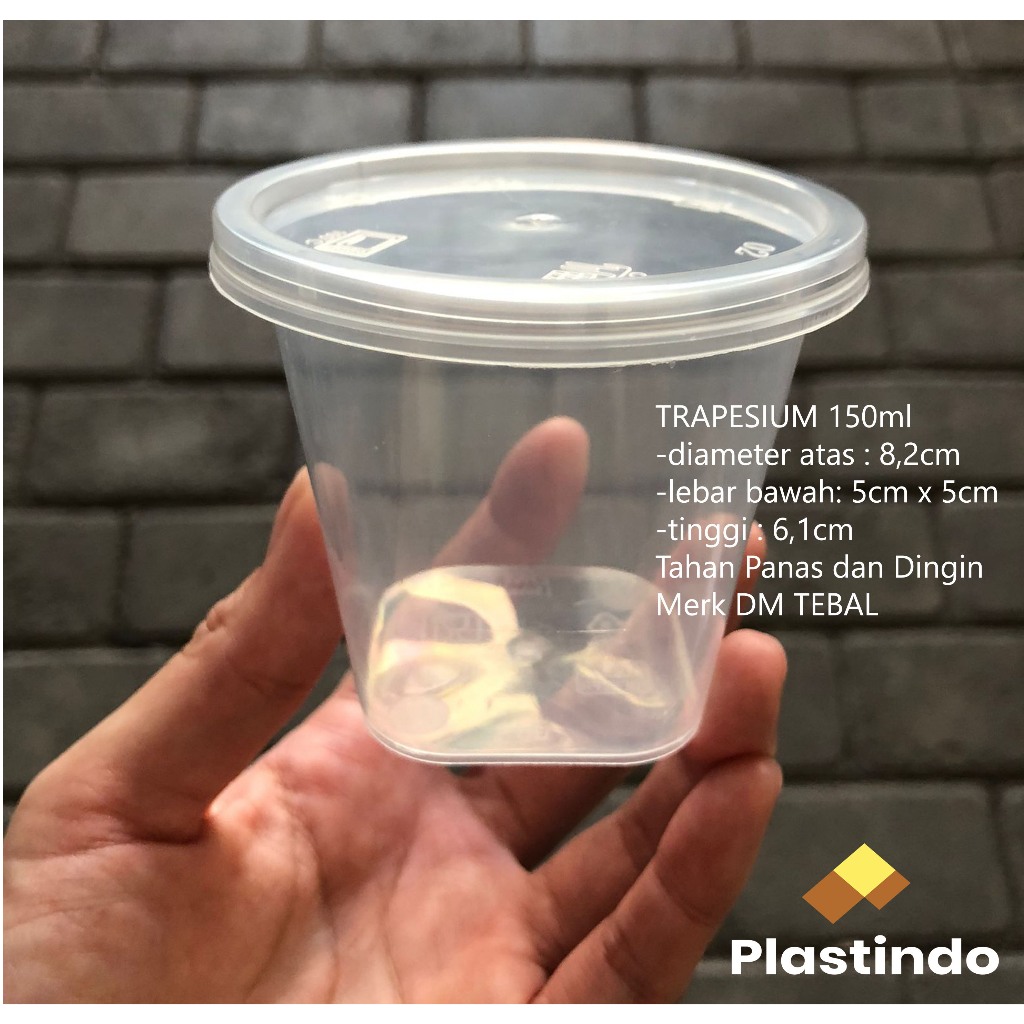 Jual THINWALL CUP PUDING Trapesium Kotak TEBAL DM 150ml R/ CUP 150ML ...
