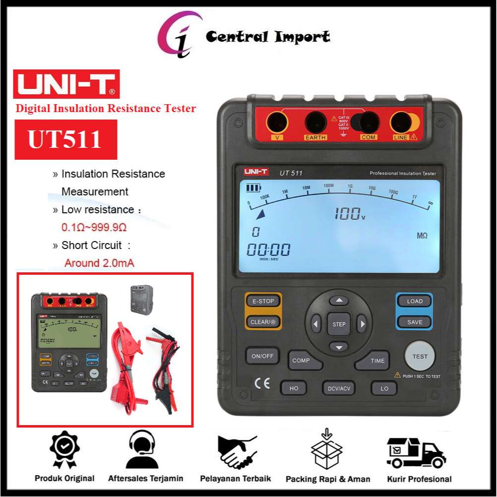 Jual UNI-T UT511 Digital Insulation Resistance Tester 1000V Automatic ...