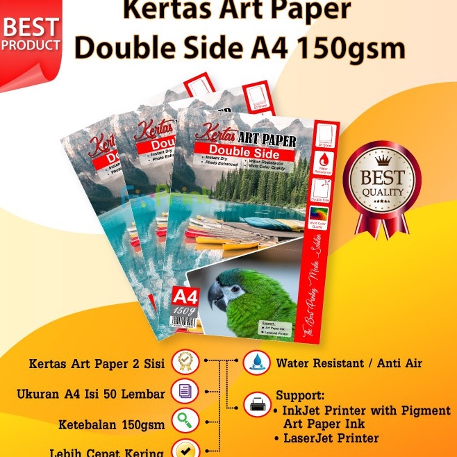 Jual Kertas ART PAPER A4 15 gsm isi 5 Lembar Kertas Foto Printer A4 ...