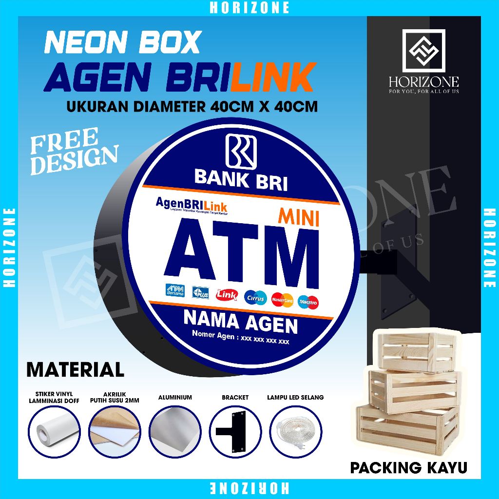 Jual NEON BOX AGEN BRILINK BULAT 2 SISI UKURAN DIAMETER 40cm x 40cm ...