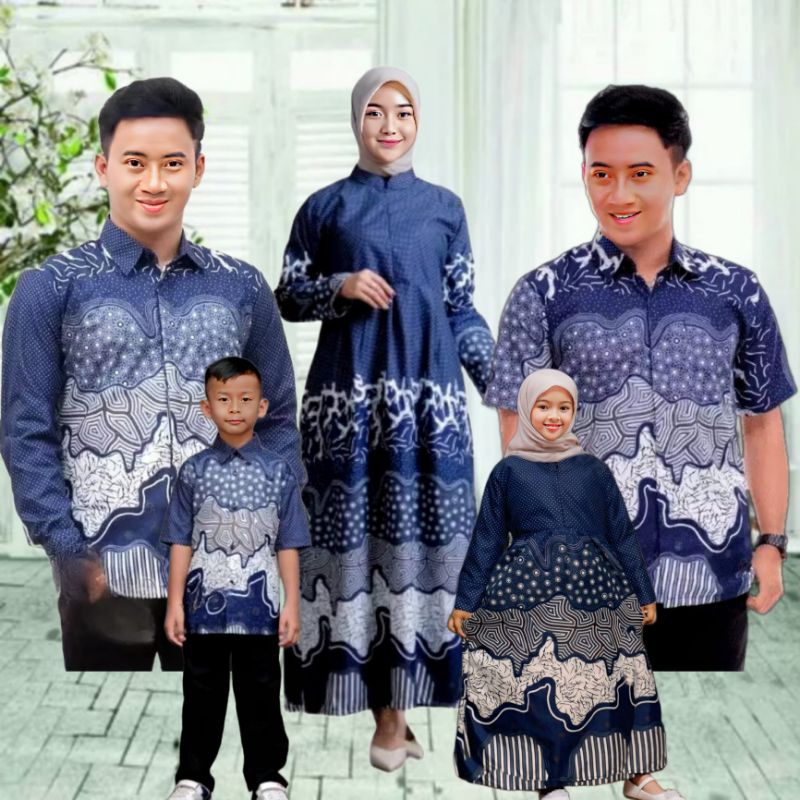 Jual Gamis Batik Couple Keluarga Ayah Ibu Anak | Seragam Batik Lebaran ...