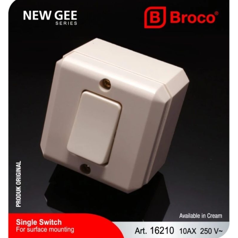 Jual Saklar engkel / saklar tunggal segi cream Broco outbow / tempel ...