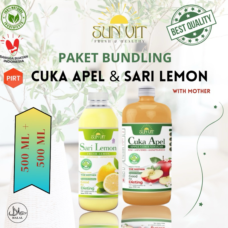 Jual Paket Bundling cuka apel 500ml + sari lemon 500ml By Sunvit ...