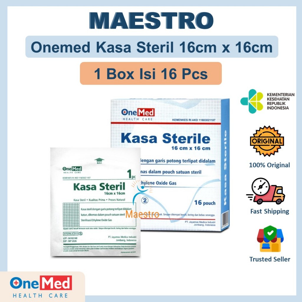 Jual Kasa Steril OneMed 16x16 cm 16x16cm Gauze Swabs Swab Kain 16cm x ...