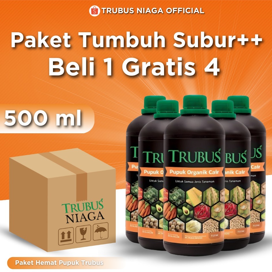 Jual Pupuk Trubus 500ml - Beli 1 Gratis 4 Pupuk Organik Cair Pelebat ...