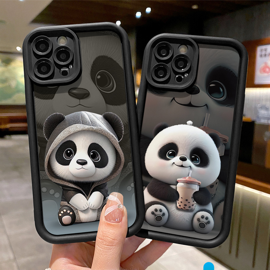 Jual Kartun Gambar Case Panda Lucu Minum Teh Susu Topi Casing hp iPhone ...