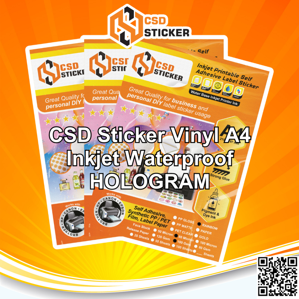 Jual CSD Sticker Vinyl Inkjet Hologram Gold A4 Stiker Label Rainbow ...