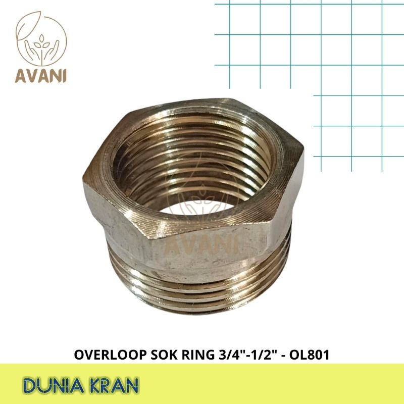 Jual OVERLOOP 1/2" 3/4" SOK RING 3/4" 1/2" STAINLESS AVANI OL801 ...