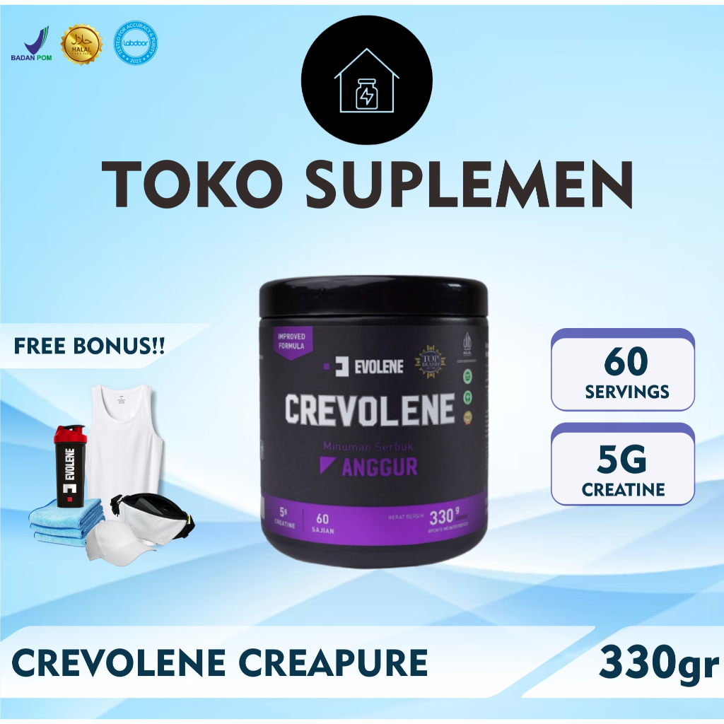 Jual EVOLENE CREVOLENE PURE 60S (300 GRAM) - CREATINE MONOHYDRATE 60 ...