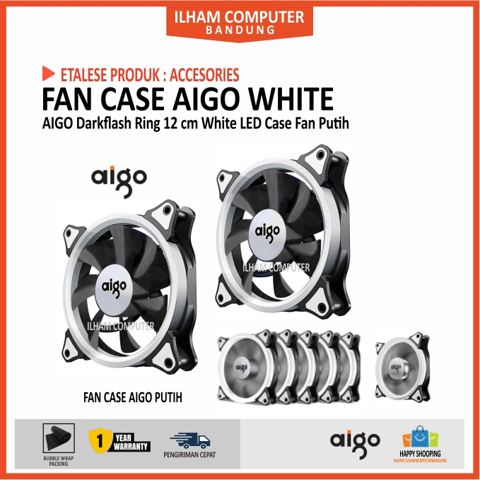 Jual AIGO Darkflash Ring 12 cm White LED Case Fan Putih | Shopee Indonesia