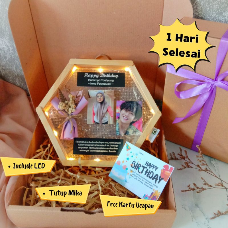 Jual Kado Custom Frame Hexagonal l Kado Hari Guru | Kado Ulang Tahun l Kado Wisuda l Kado ...