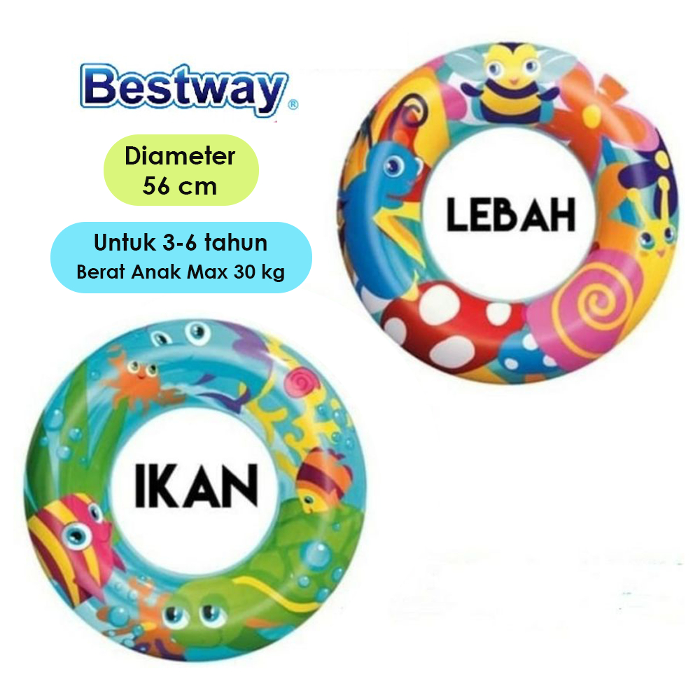 Jual Bestway Pelampung Ban Renang Anak PVC Vynil Swim Ring Bulat 3-6 ...