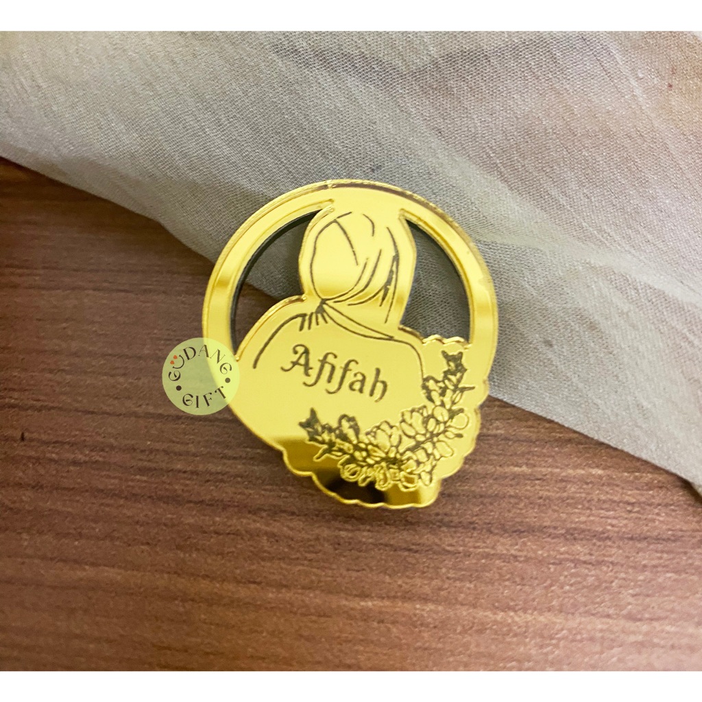 Jual BROSS HIJAB NAMA AKRILIK RING GRAFIR BUNGA / HIJAB BROS KERUDUNG ...