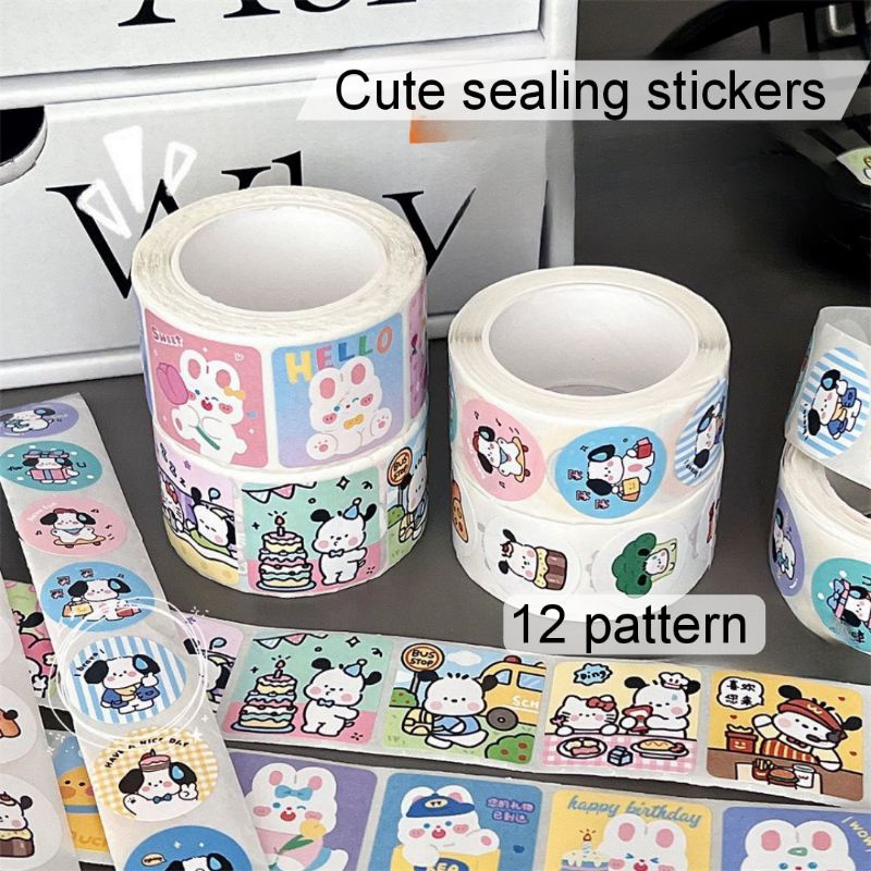 Jual DY PACK 1ROLL (300PCS) STIKER ROLL MOTIF LUCU 12 pattern Cute ...