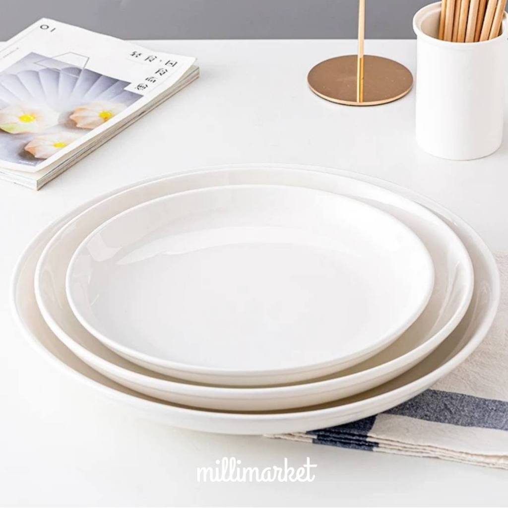 Jual BASIC WHITE DEEP PLATE / Piring keramik putih polos 15cm 20cm 25cm 30cm / piring makan saji ...