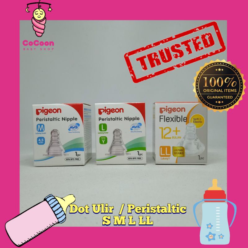 Jual Dot Bayi Ulir Peristaltic Pigeon Peristaltic Nipple S M L LL ...