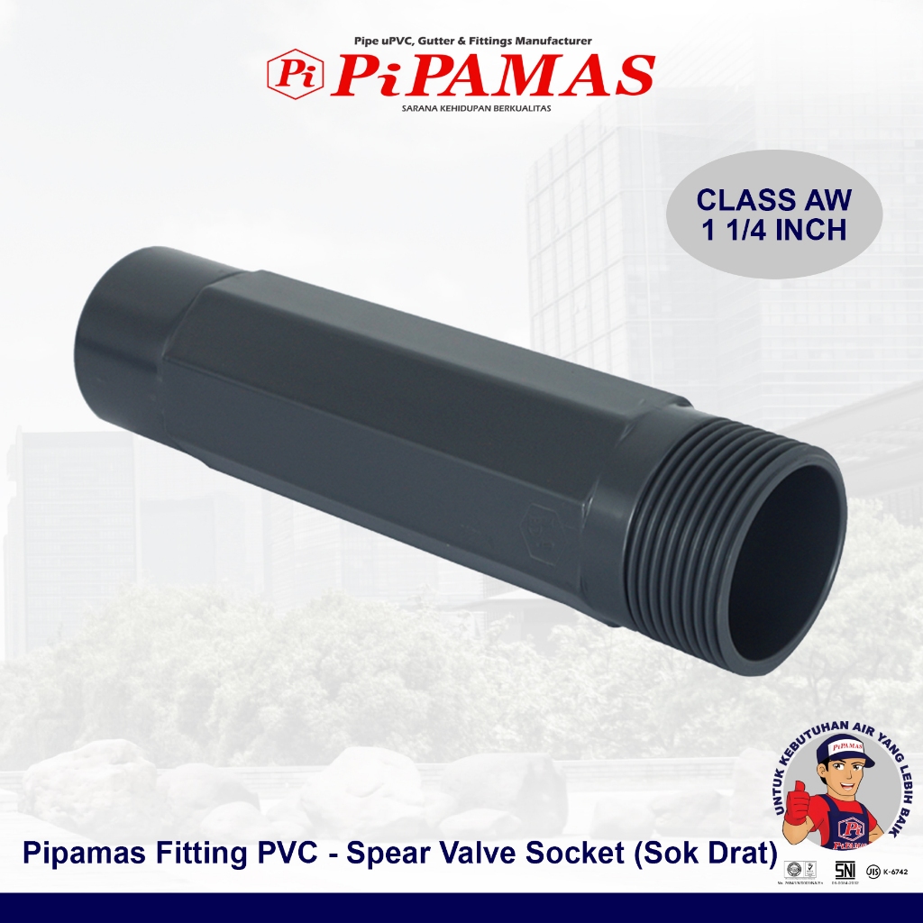 Jual PiPAMAS Spear Valve Socket (AW) 1 1/4 inch Fitting Sok Pipa PVC ...