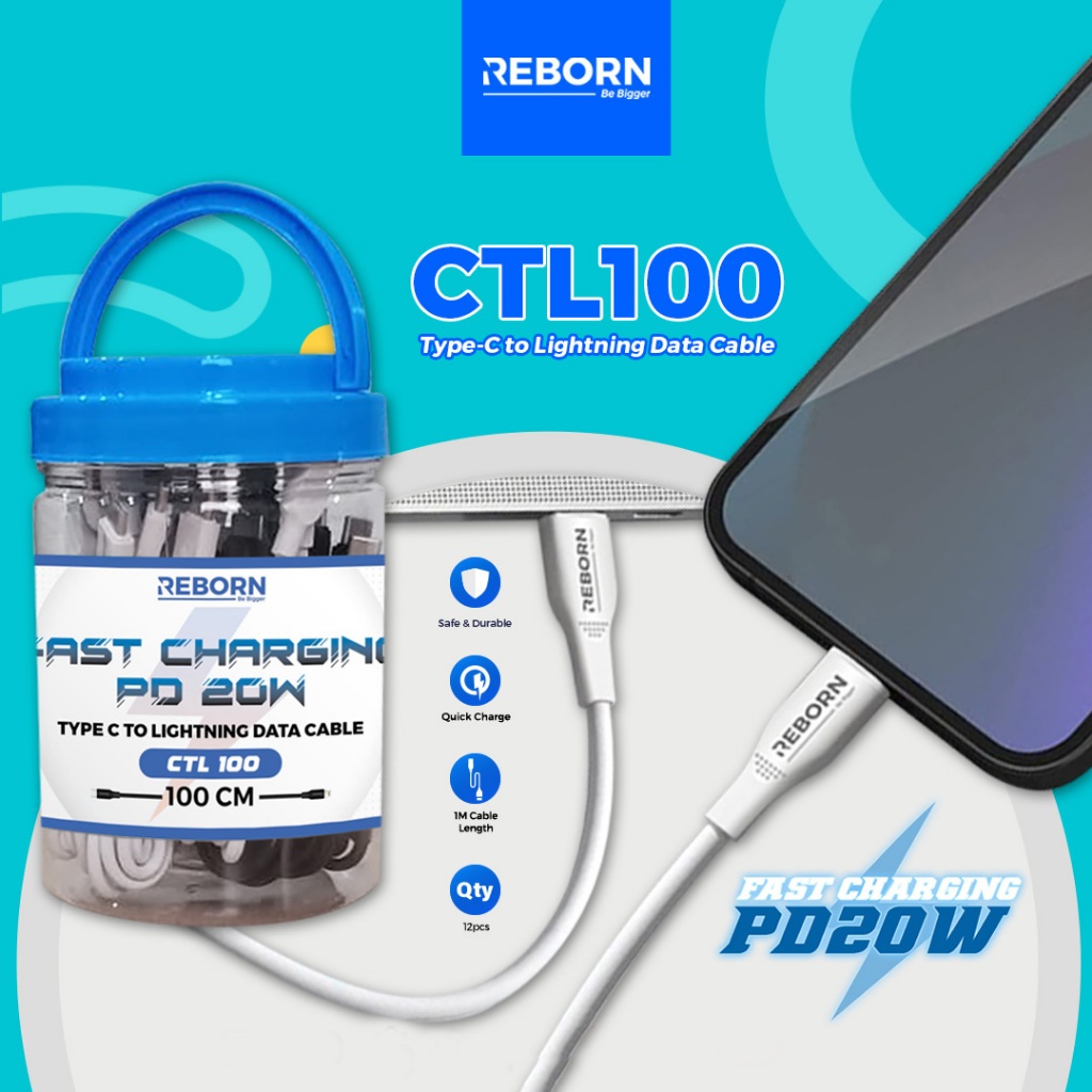 Jual Kabel Data Reborn CTL100 Panjang 1Meter Type C to Lightning Fast ...