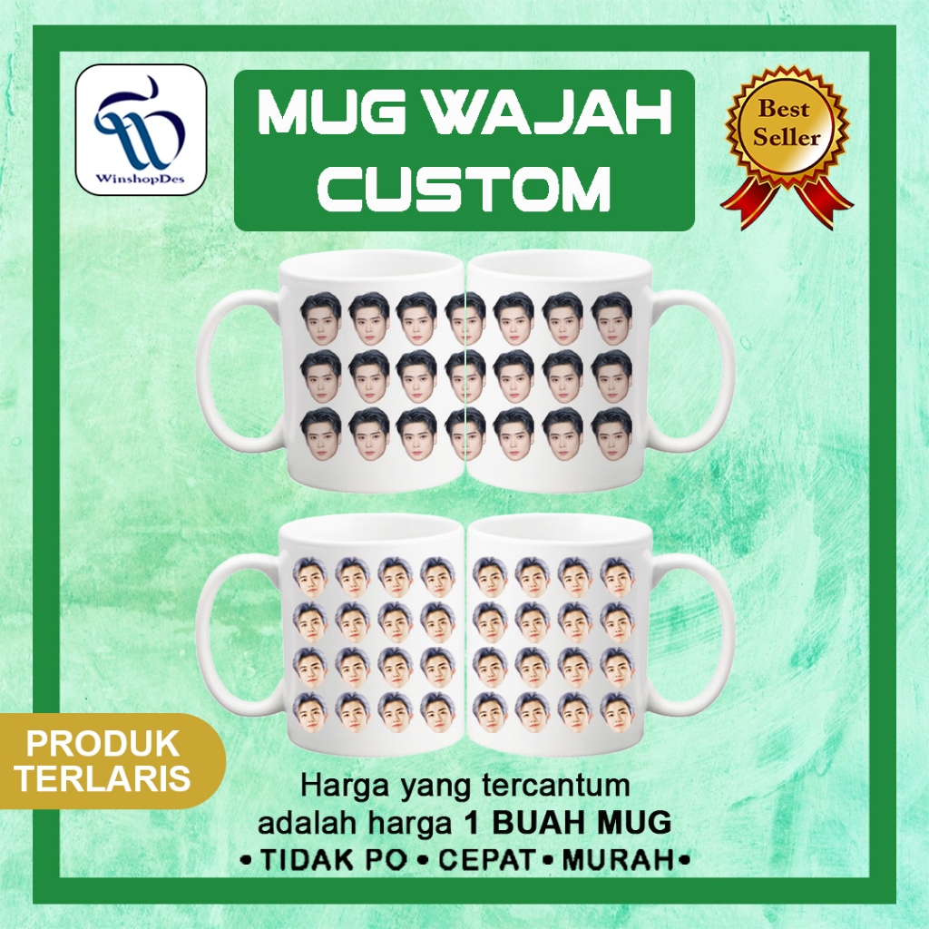Jual Gelas Mug Custom Wajah Muka Aesthetic /Kado/Souvenir/Hampers / Mug ...