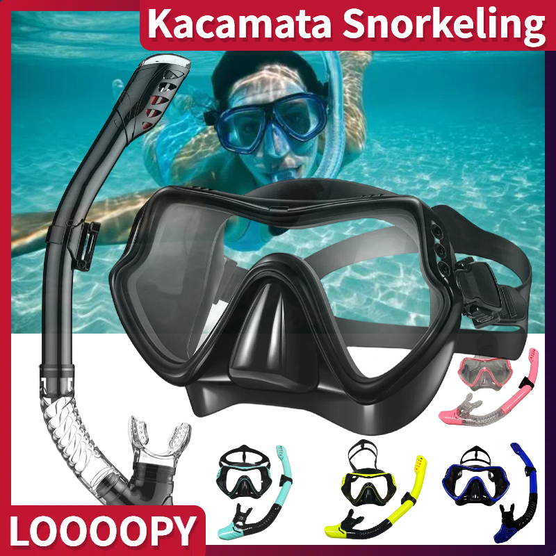 Jual Kacamata Selam + Selang Scuba Diving Snorkeling Tempered Glass 1 ...