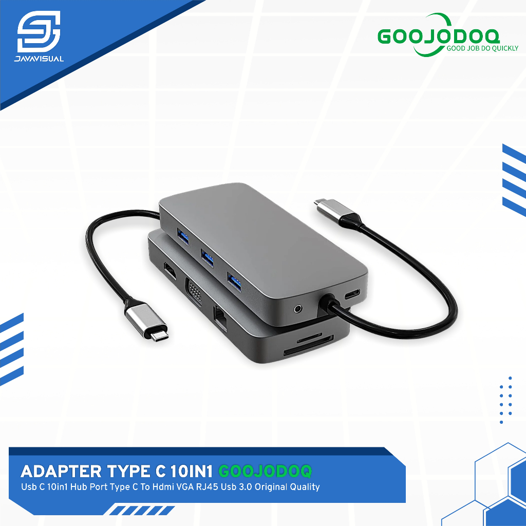 Jual [JaVis] ADAPTER USB C 10 In 1 HUB Port Layar Type C Ke HDMI 4K ...