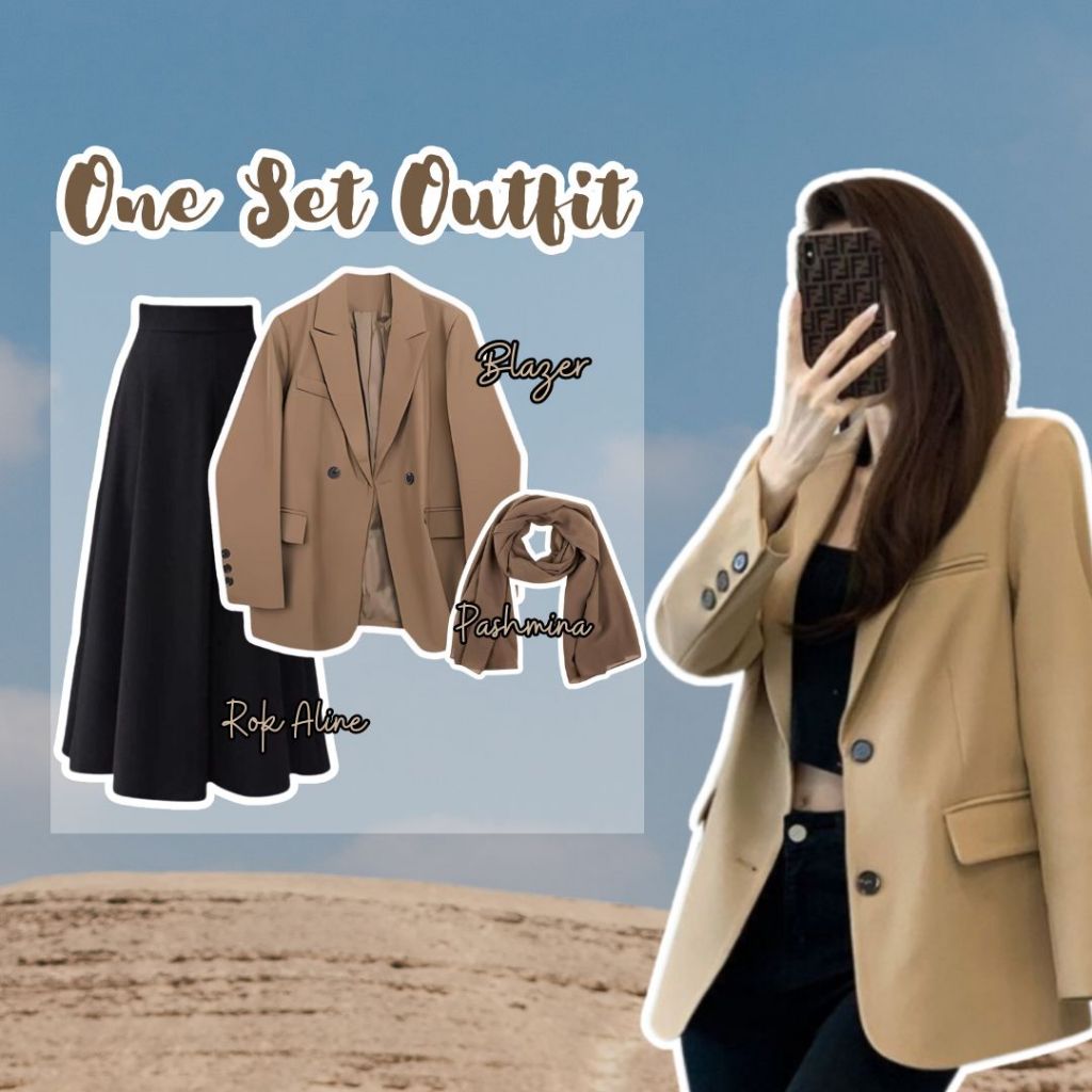 Jual One Set Wanita Korean Style / Oneset Kantor / Blazer / Rok Hitam ...