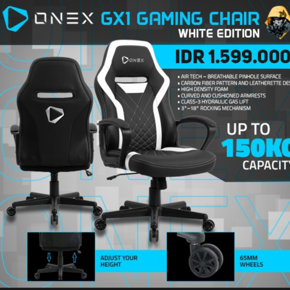 Jual ONEX GX1 / GX 1 / GX-1 WHITE GAMING CHAIR - KURSI GAMING | Shopee ...