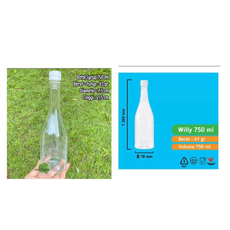 Jual Botol SYRUP WILLY 750 ml botol sirup jus botol 750 ml unik PET ...
