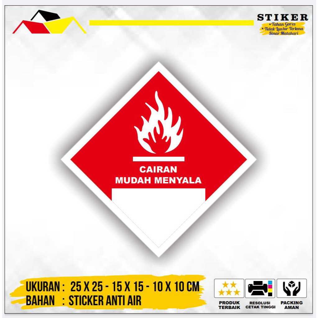 Jual Stiker Simbol Label K3 Limbah B3 Hazmat Cairan Mudah menyala ...