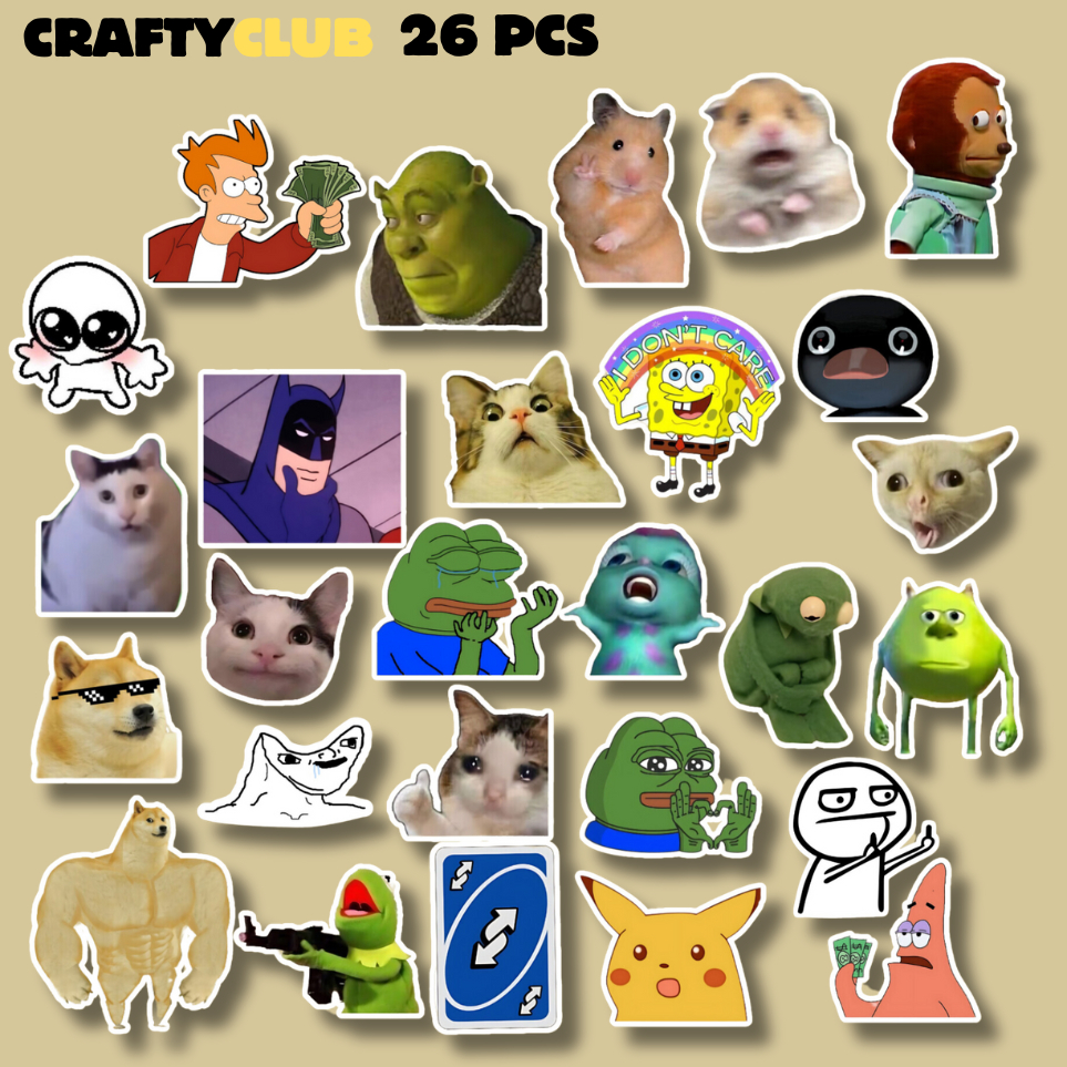 Jual Sticker Meme Random Aesthethic Vinyl (waterproof) 26 pcs. Cocok ...