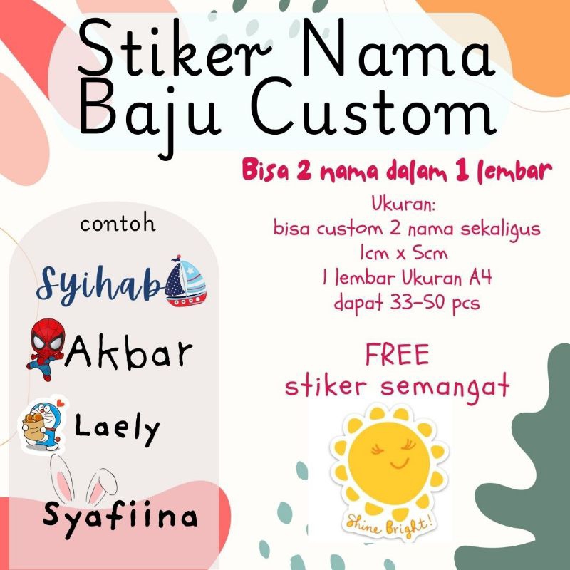 Jual Stiker Sablon Baju Custom Ukuran: 1cm x 5cm, 1 lembar Ukuran A4 ...