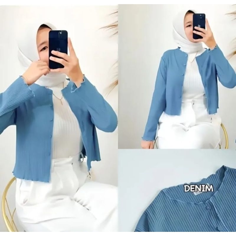 Jual CARDIGAN CROP KOREAN LOOK WAFFLE/CARDIGAN KOREAN RAJUT | Shopee Indonesia
