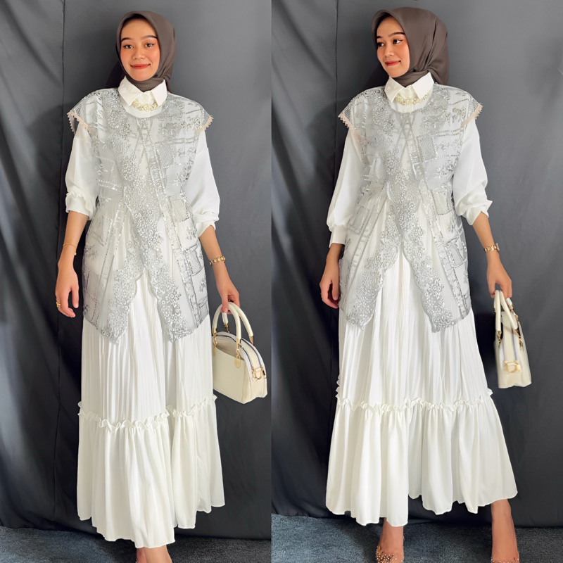 Jual Heidy Vest Brokat Sequin / Outer Rompi Brukat Silang / Baju ...