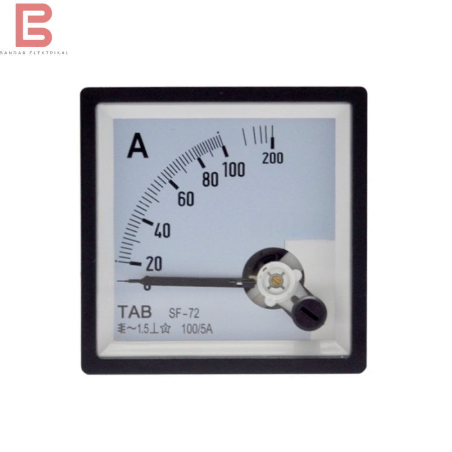 Jual Ampere Meter Analog 72 x 72 100/5A AC Via CT Ampermeter 100 A TAB ...