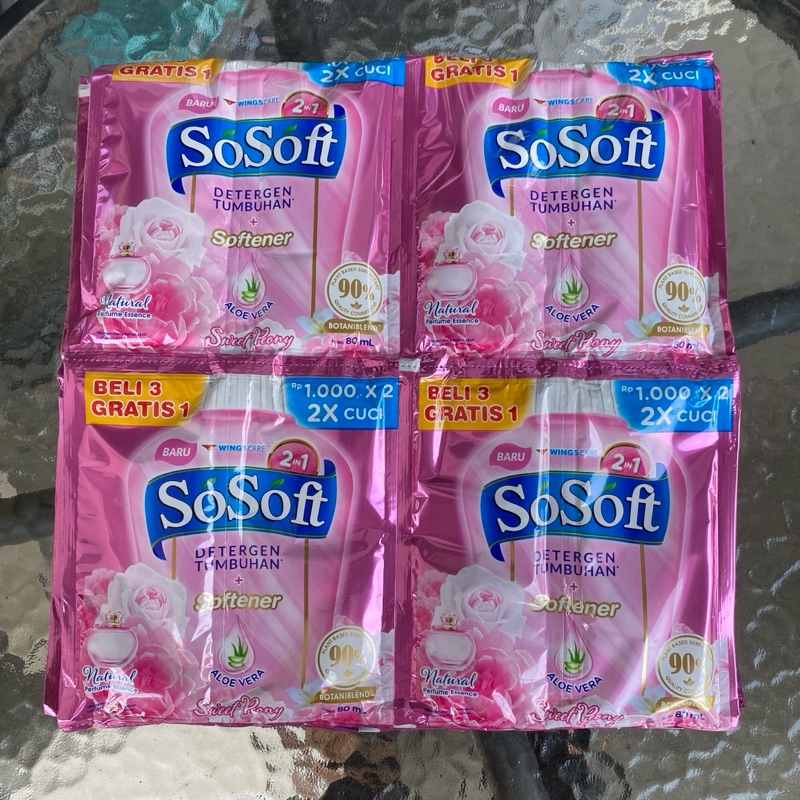 Jual SoSoft Detergent Tumbuhan plus Softener Sweet Peony kemasan ...
